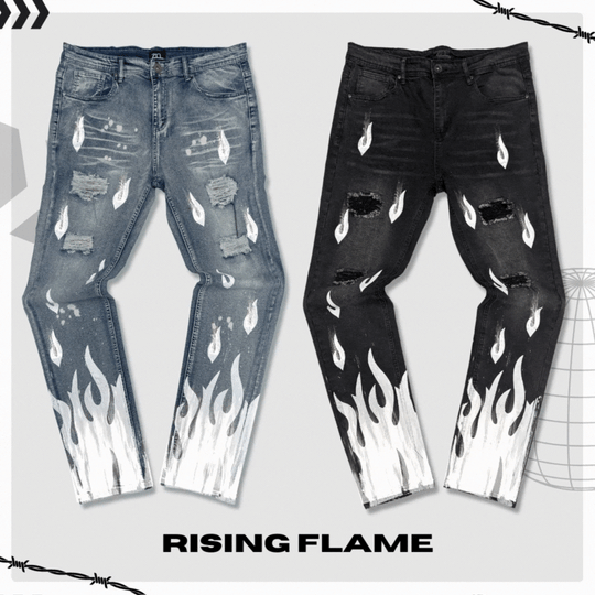 Flame Print Streetwear Denim: A Fire Statement Piece – Zamage