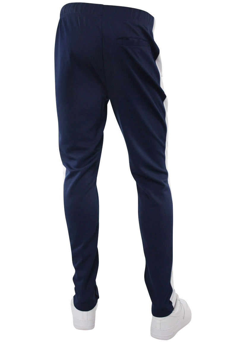 Premium Side Stripe Zip Pocket Track Pants (Navy-White) – Zamage