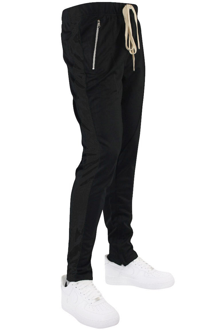 Premium Side Stripe Zip Pocket Track Pants (Black - Black) – Zamage